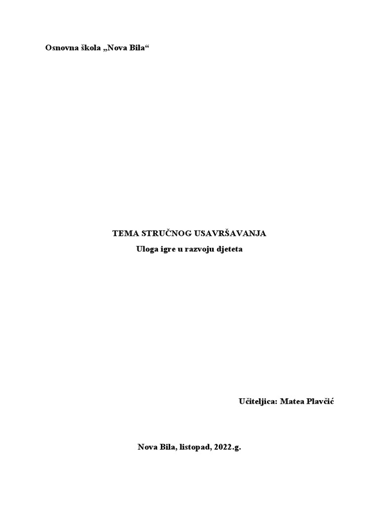 Tema Strucnog Usavrsavanja 2022 | PDF