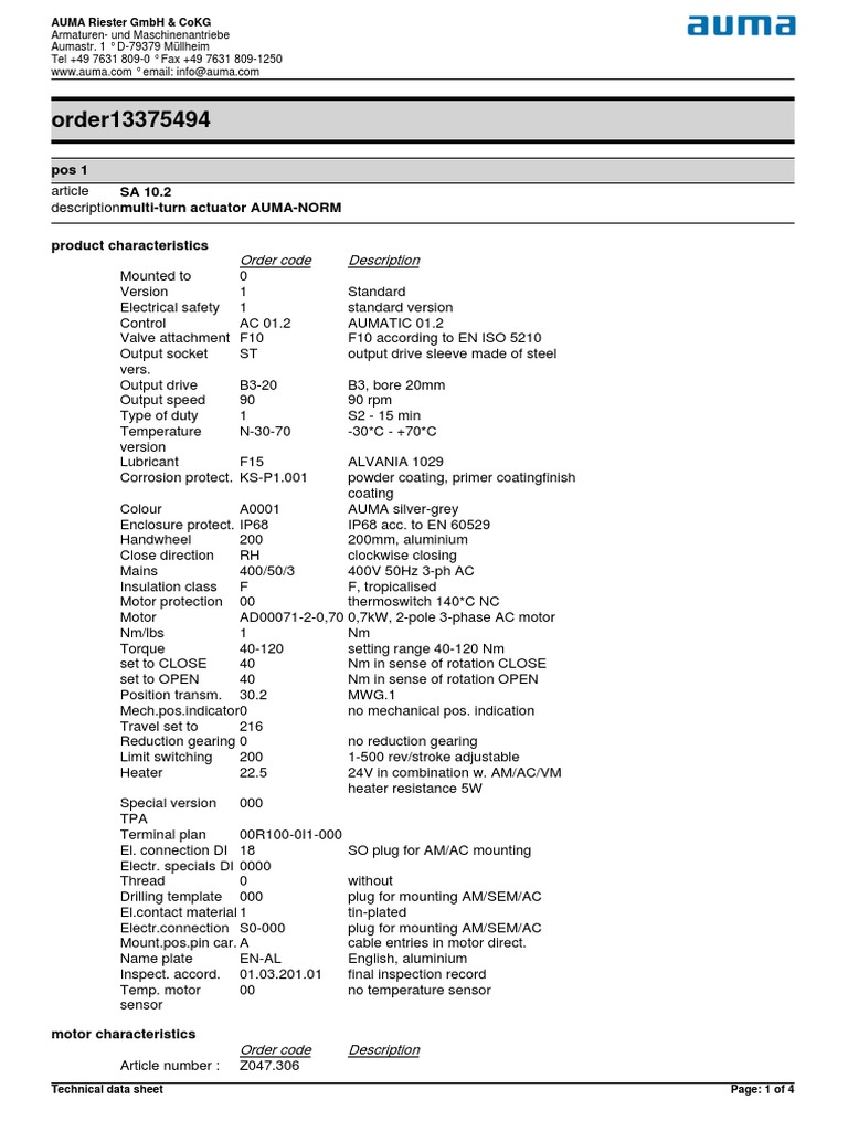 CRH MOV Technical Data Sheet | PDF | Electrical Connector | Electric Motor