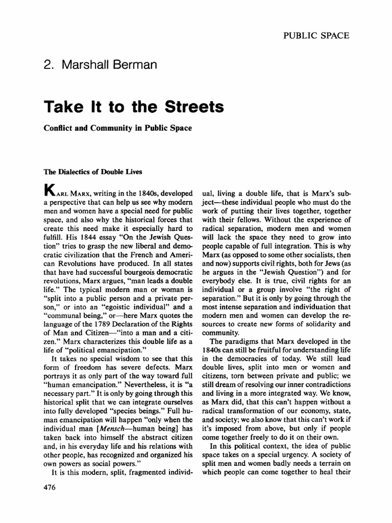 Take It To The Streets: 2. Marshall Berman | PDF | Karl Marx | Deviance ...