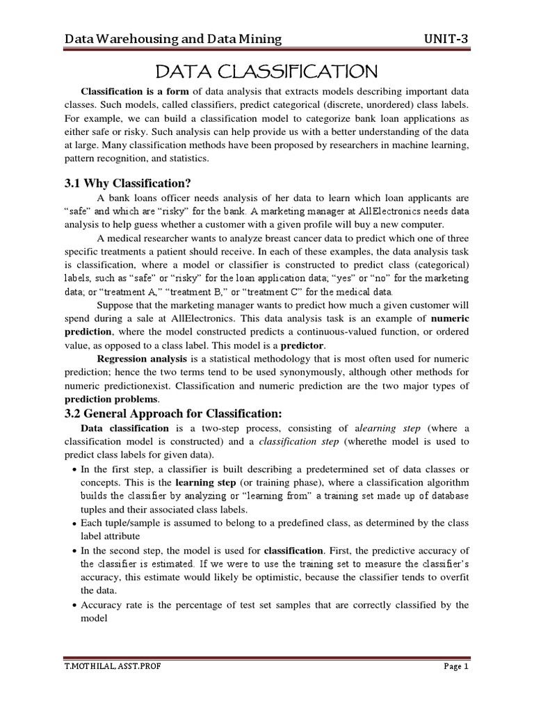 Unit-3 DWDM | PDF | Statistical Classification | Cognitive Science