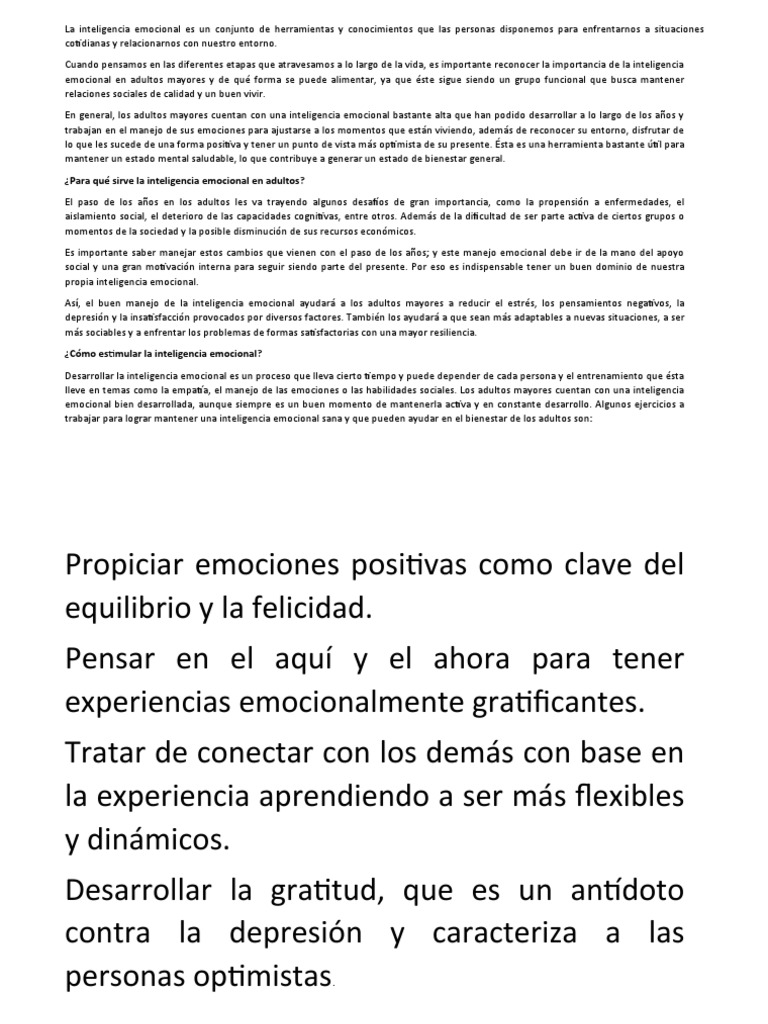 Inteligencia Emocional | PDF | Adultos | Las emociones