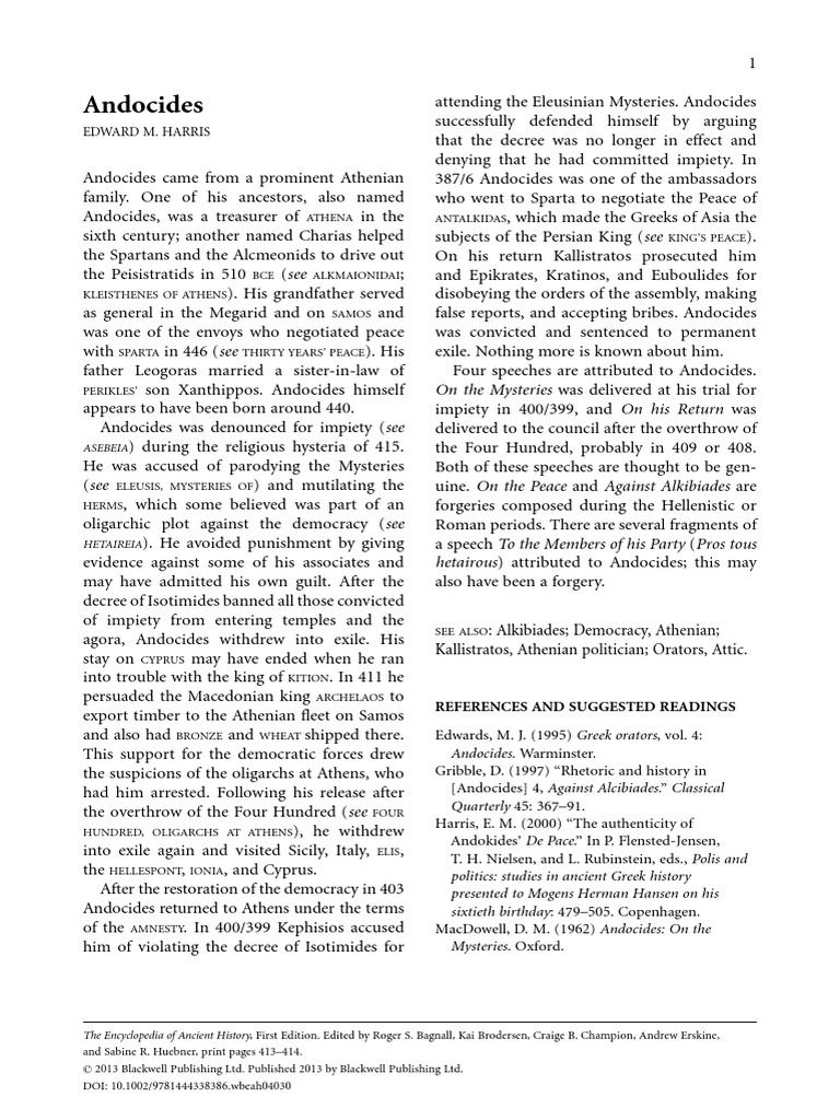 Andocides | PDF | Athens | Classical Greece