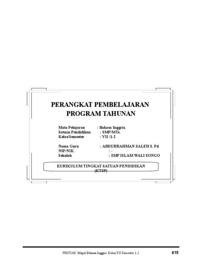 Prota SMP Inggris | PDF