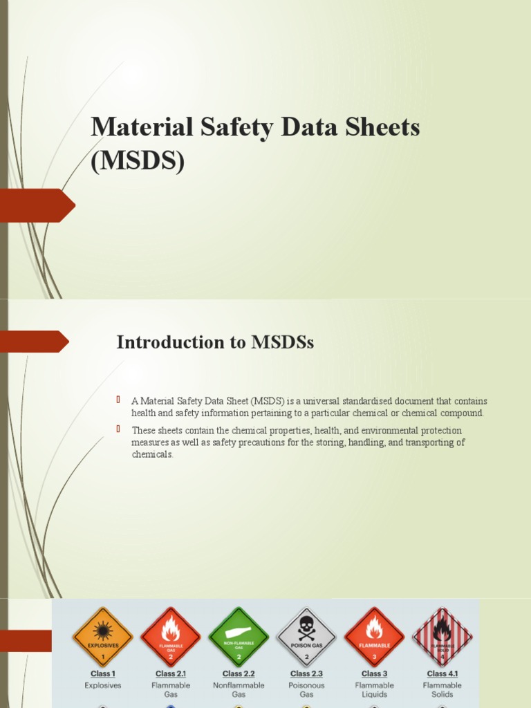 Material Safety Data Sheets (MSDS) | PDF | Environmental Science | Workplace