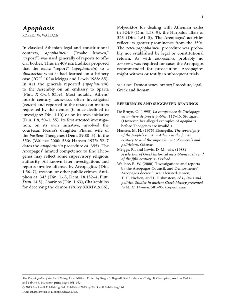 Apophasis | PDF | Ancient Greece | Classical Antiquity