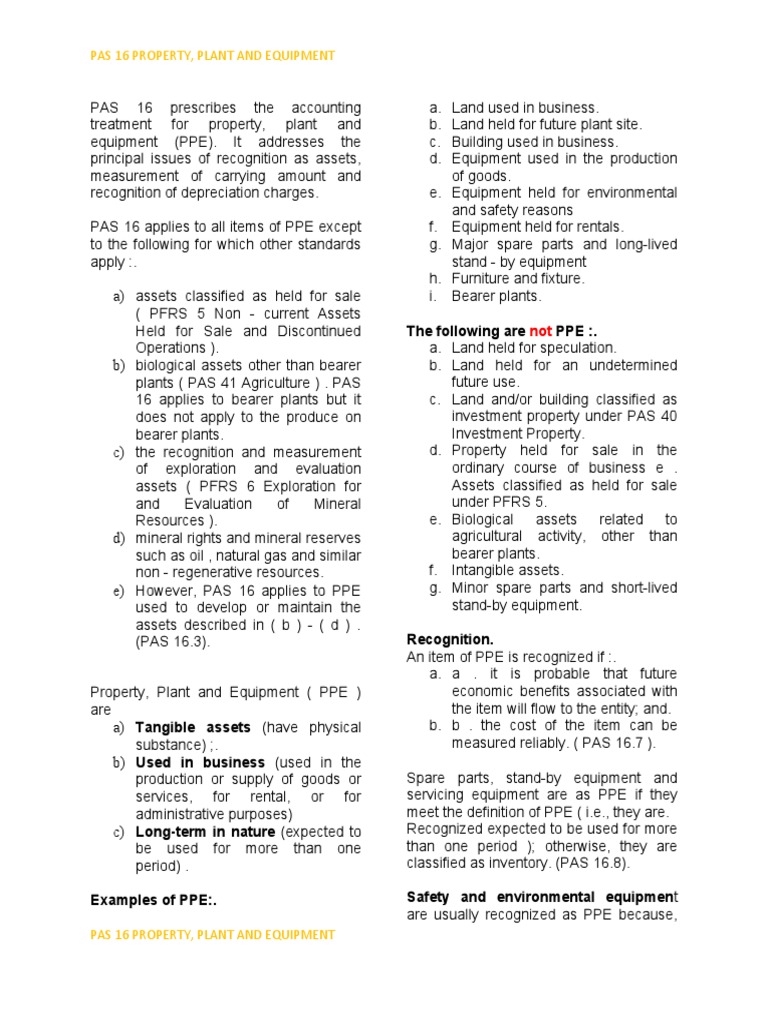 Pas 16 Property, Plant and Equipment | PDF | Depreciation | Cost