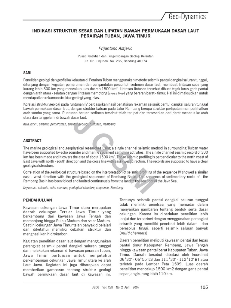 Struktur Geologi Dasar Laut Tuban | PDF