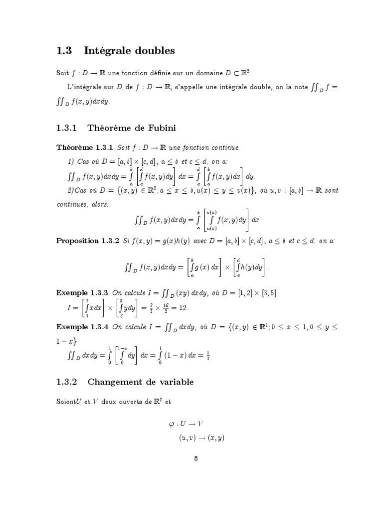 Intégrales Doubles et Triples : Théorèmes et Exemples | PDF | Fonction ...