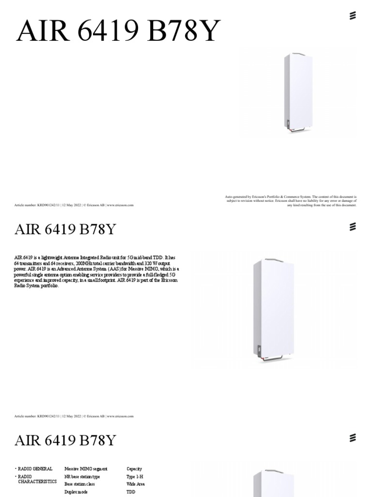 AIR6419B78Y | PDF | Duplex (Telecommunications) | Mimo