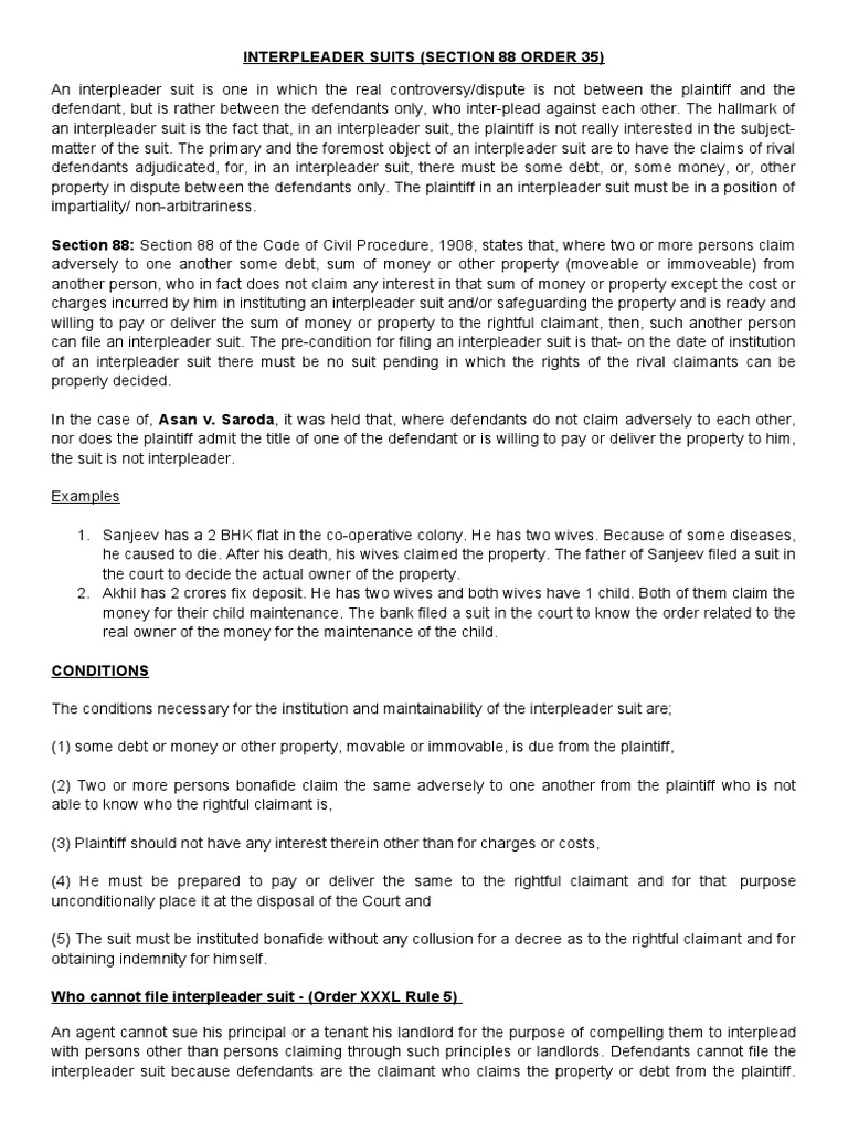 Interpleader Suits | PDF | Lawsuit | Justice