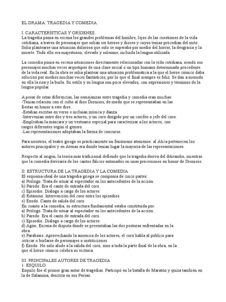 El Drama Tragedia y Comedia Griega | PDF | Tragedia griega | Tragedia