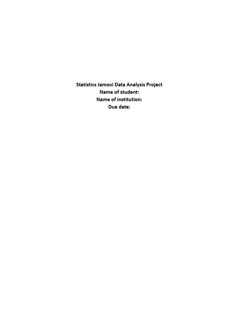 Statistics Jamovi Data Analysis Project Pdf Quality Of Life Gender 1977