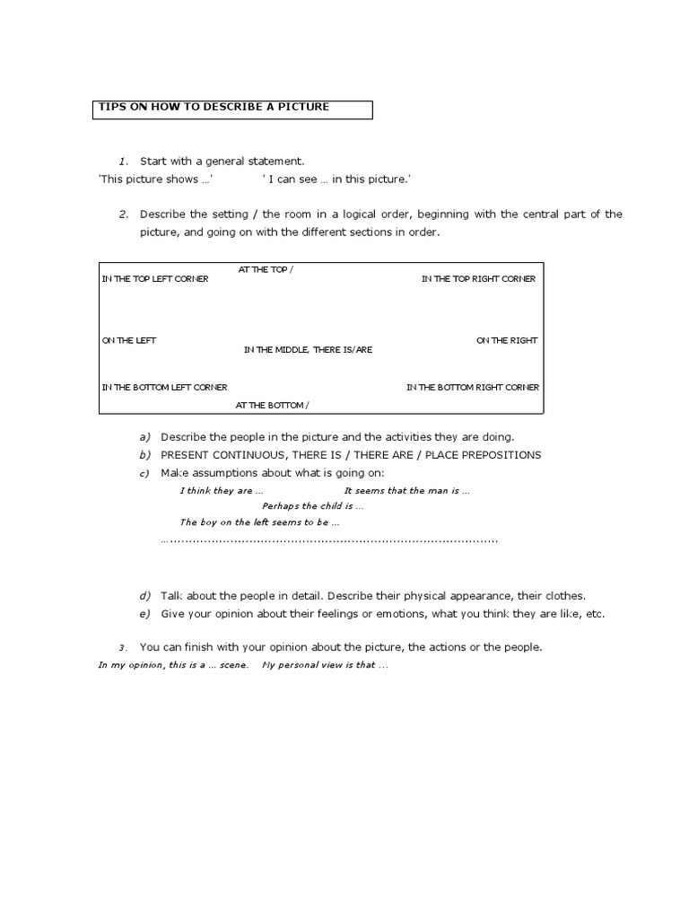 How To Describe A Picture | PDF