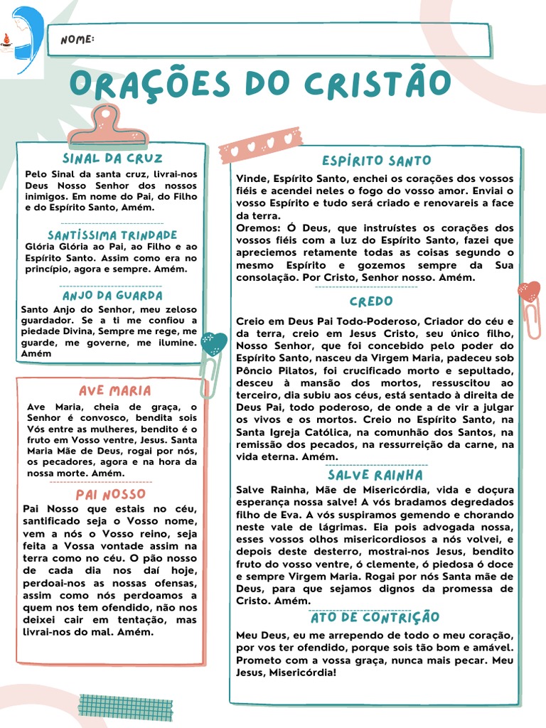 Orações Do Cristão Pdf Espírito Santo Religião Jesus