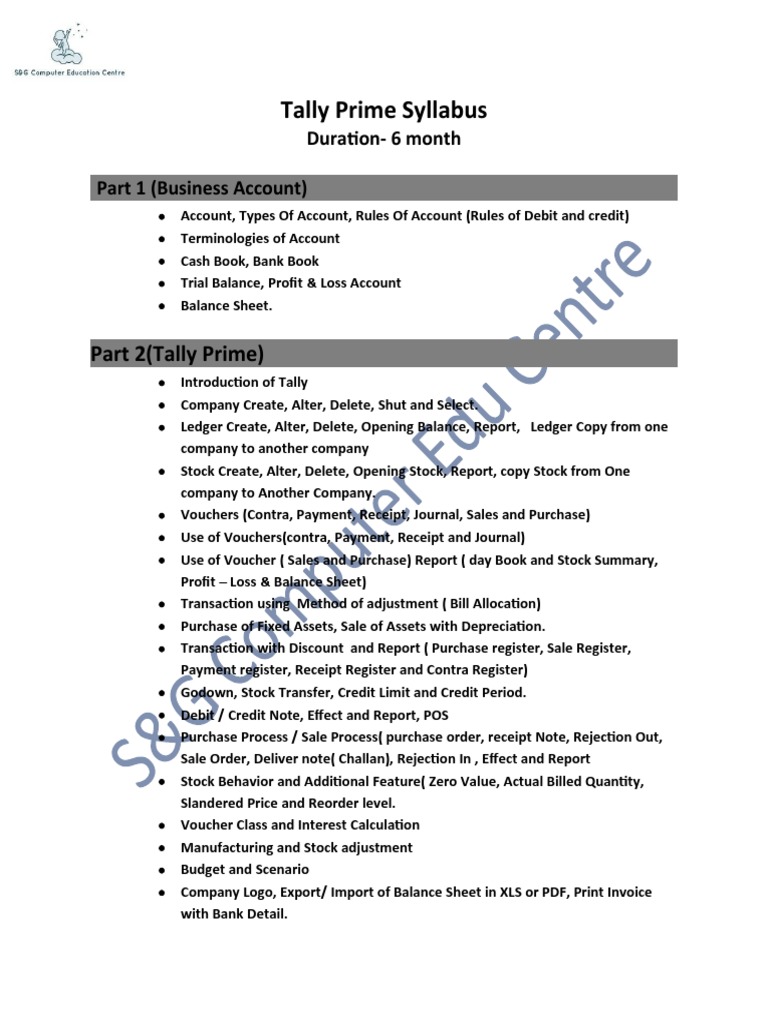 Tally Prime Course Syllabus Overview | PDF | Debits And Credits | Receipt