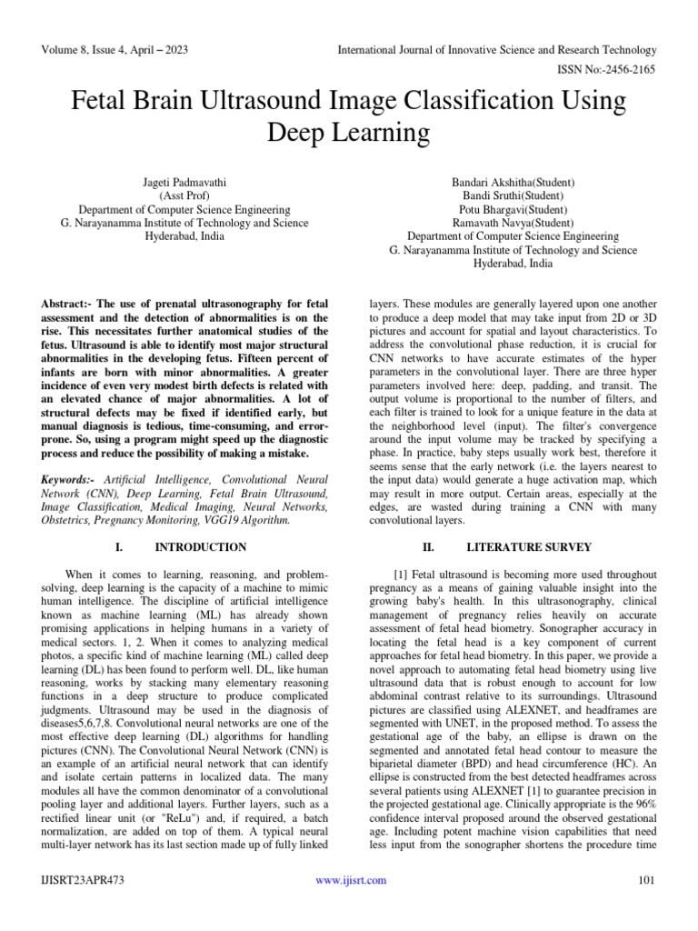 Fetal Brain Ultrasound Image Classification Using Deep Learning | PDF | Deep Learning ...