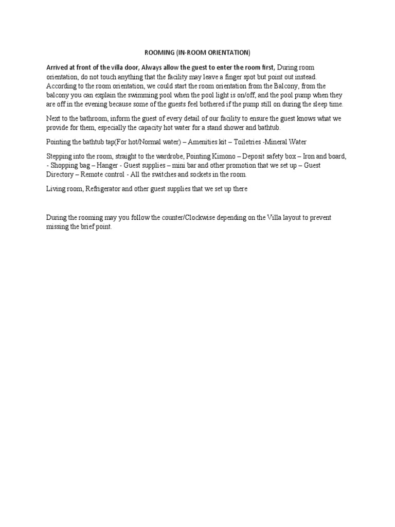 Room Orientation | PDF