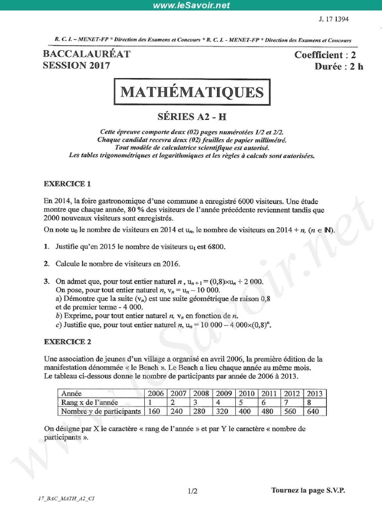 17 Bac Math A2 Ci | PDF