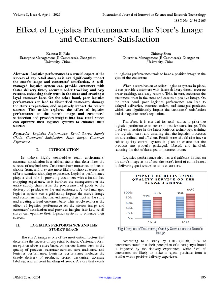 Effect of Logistics Performance On The Store's Image and Consumers ...