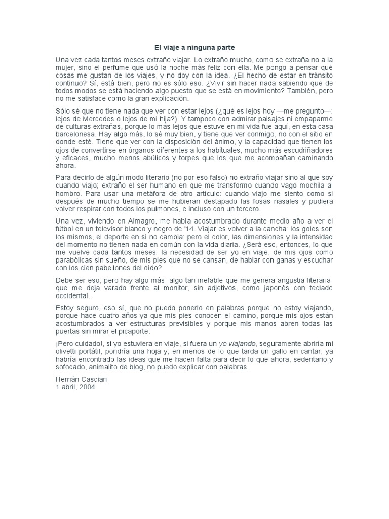 El Viaje A Ninguna Parte | PDF