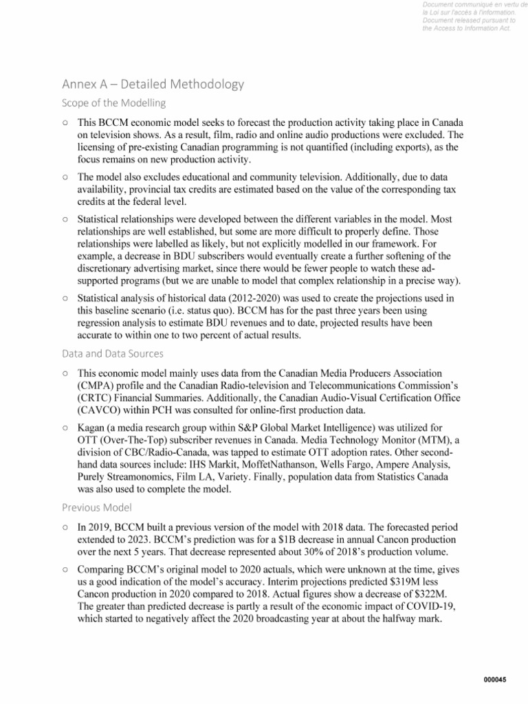 Bill C-11 Detailed Methodology | PDF