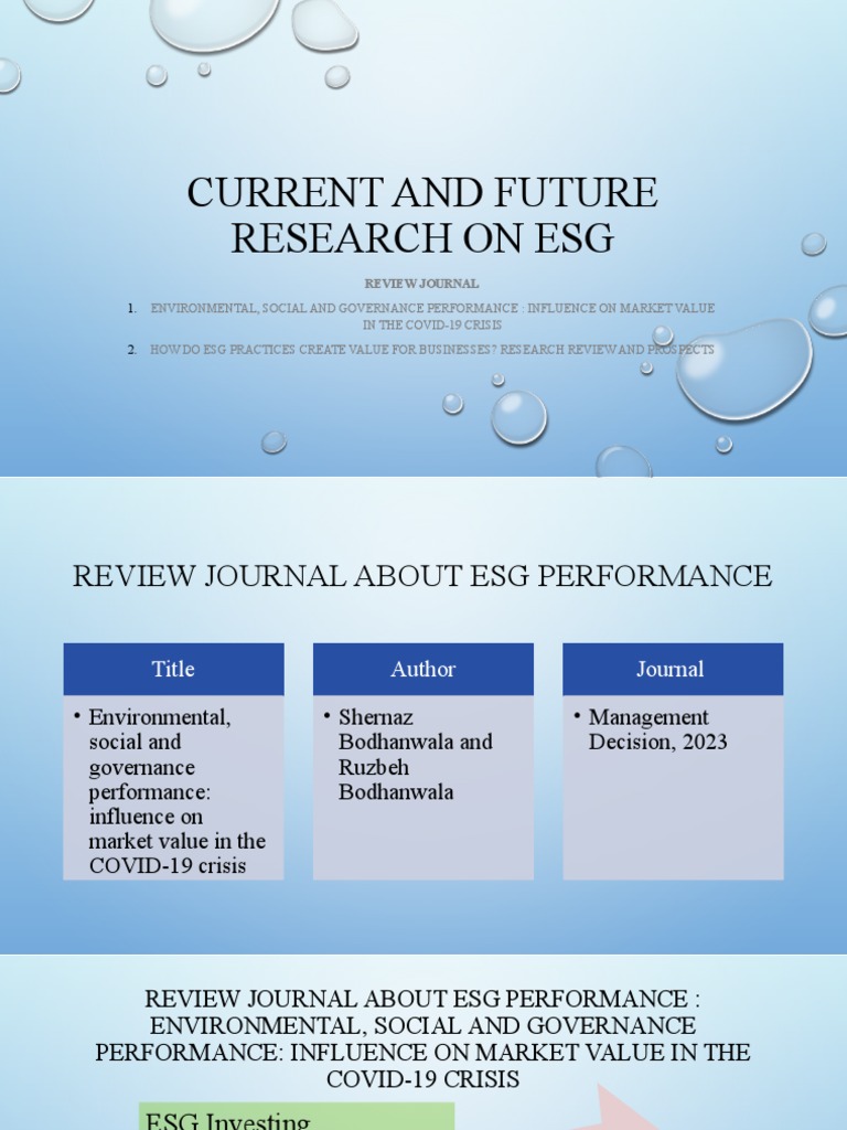 Current and Future Research On ESG | PDF | Investing | Market (Economics)
