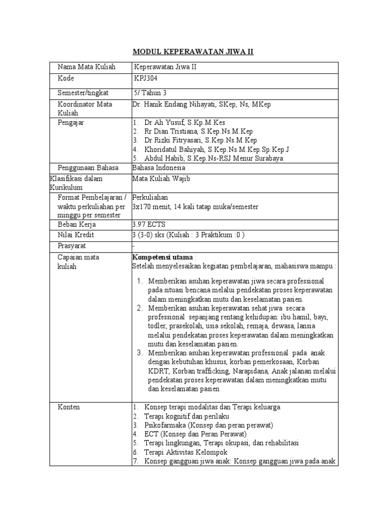 Modul Keperawatan Jiwa Ii | PDF
