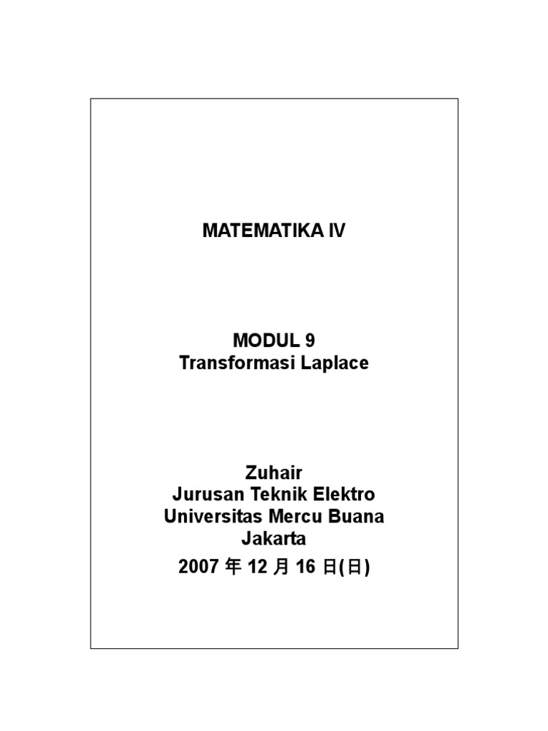 Adoc - Pub - Matematika IV Modul 9 Transformasi Laplace Zuhair | PDF