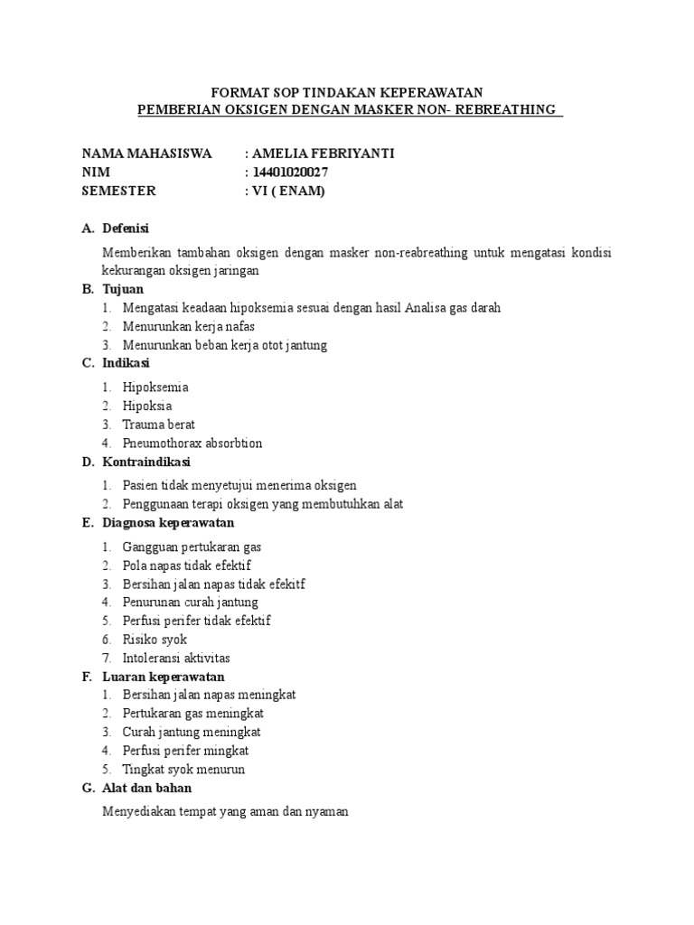 Sop Pemasangan Oksigen NRM | PDF