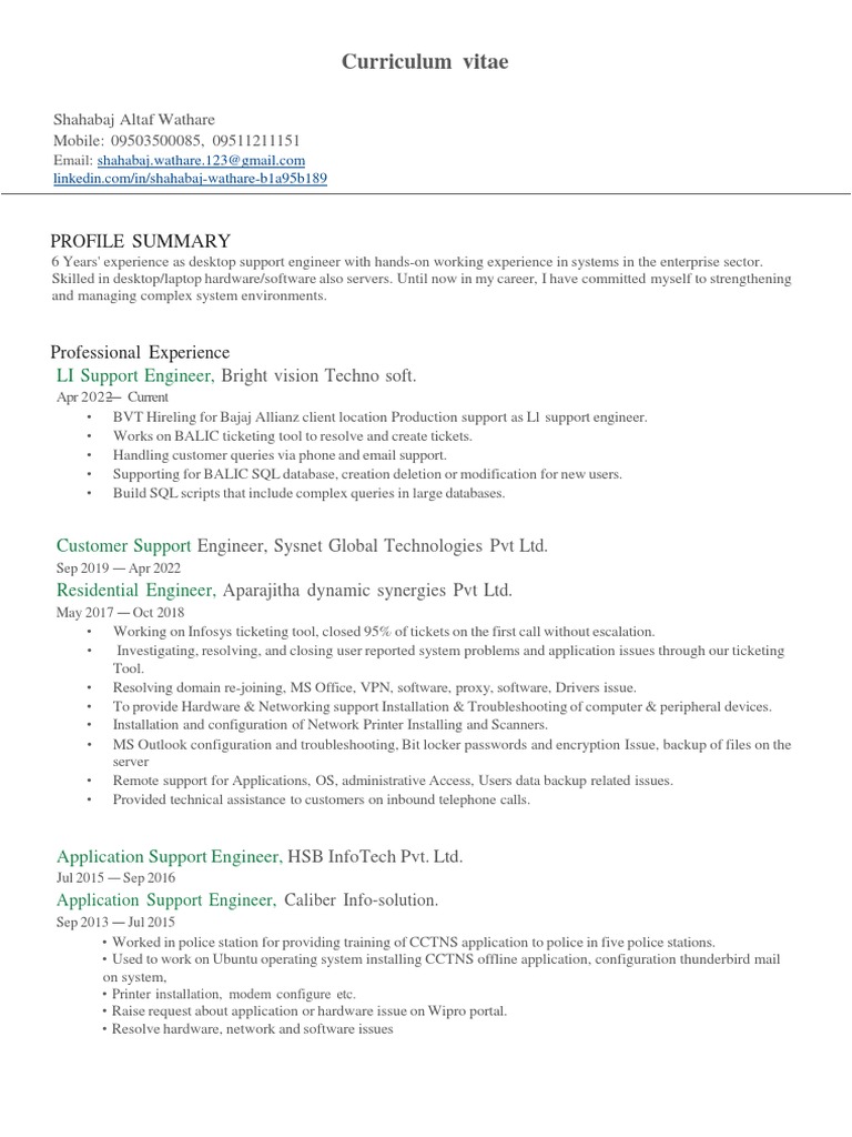 Shahabaj CV - 1662906443415 - Shahabaj Altaf Wathare | PDF | Computer ...