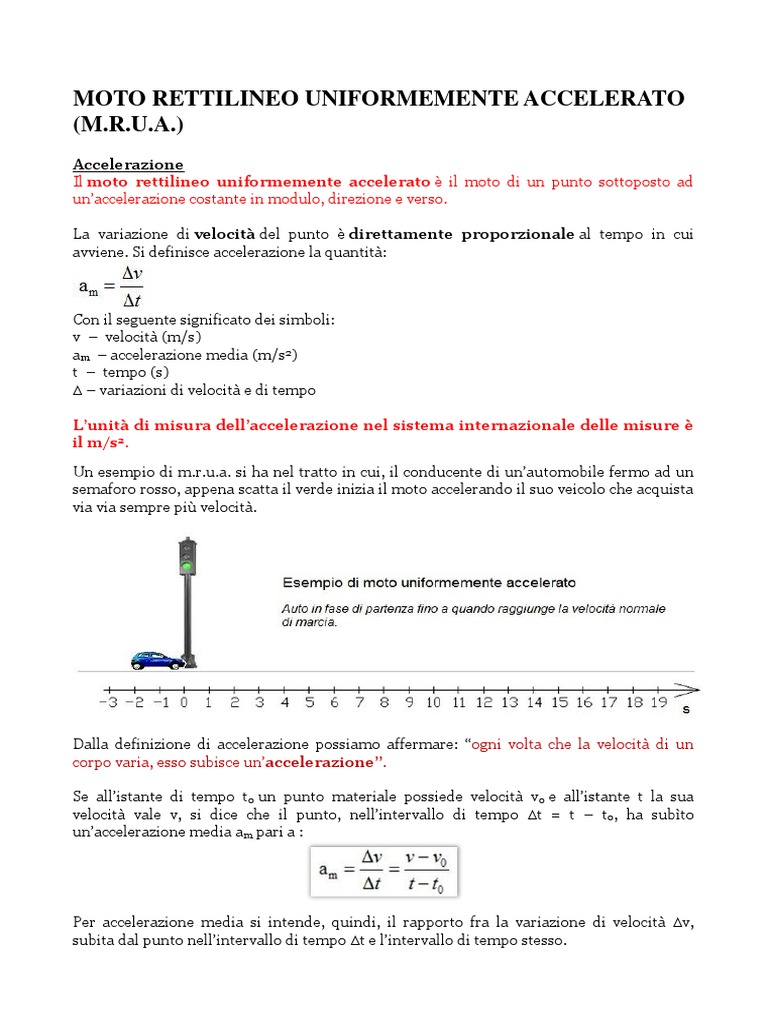 Moto Rettilineo Uniformemente Accelerato | PDF