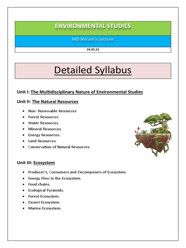 Detailed Syllabus: Environmental Studies | Download Free PDF ...