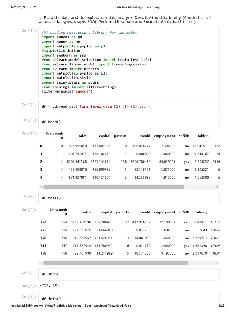 Predictive Modelling Alternative Firm Level PDF | PDF | Coefficient Of Determination | Errors ...