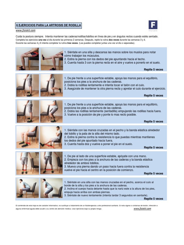 Ejercicios Artrosis de Rodilla Ejercicios Fisiokit | PDF