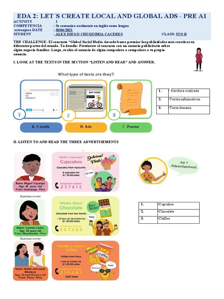 Eda 2: Let S Create Local and Global Ads - Pre A1 | PDF
