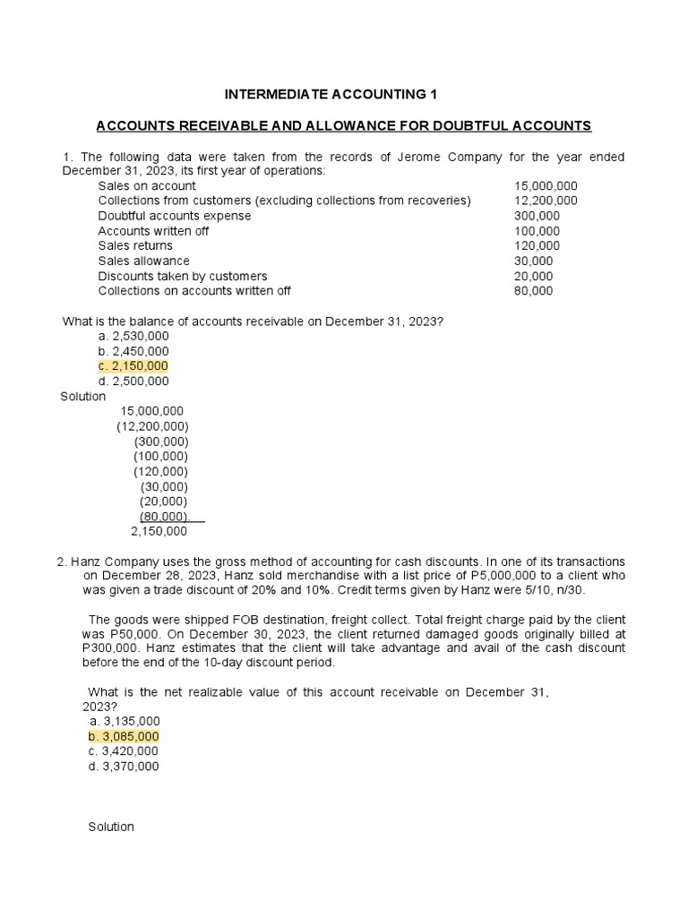 Accounts Receivable Receivable Financing Notes Receivable PROBLEM ...