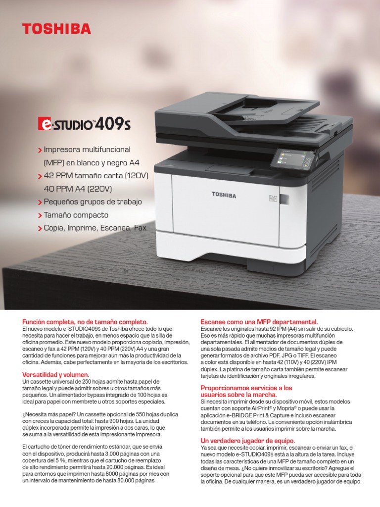 Toshiba 409S Spec Sheet ES | PDF | Fax | Impresora (Computación)