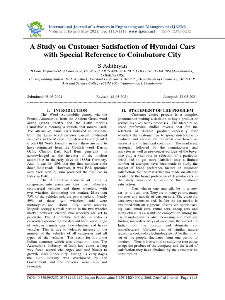 Customer Satisfaction Study: Hyundai Cars | PDF | Brand | Motorcycle