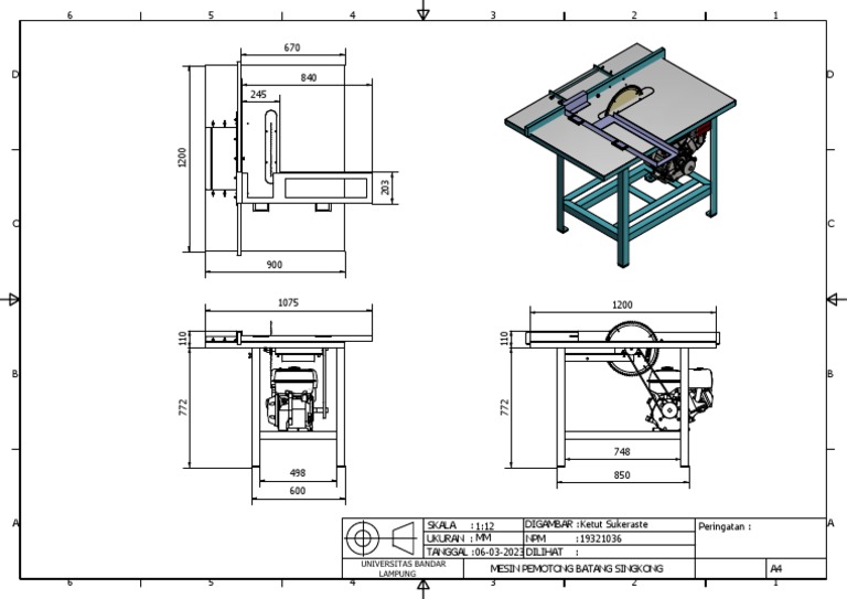Grafik Struktur Mesin Pemotong Batang Singkong | PDF