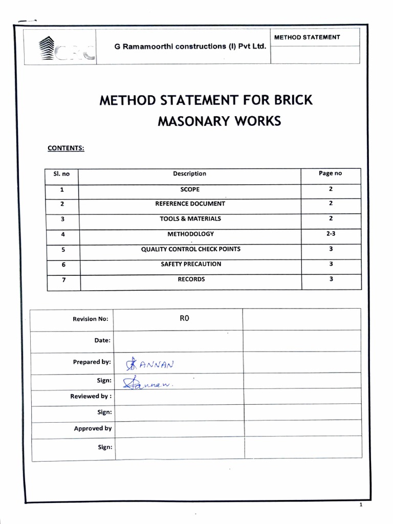 Methodology Brick Work | PDF | Brick | Masonry