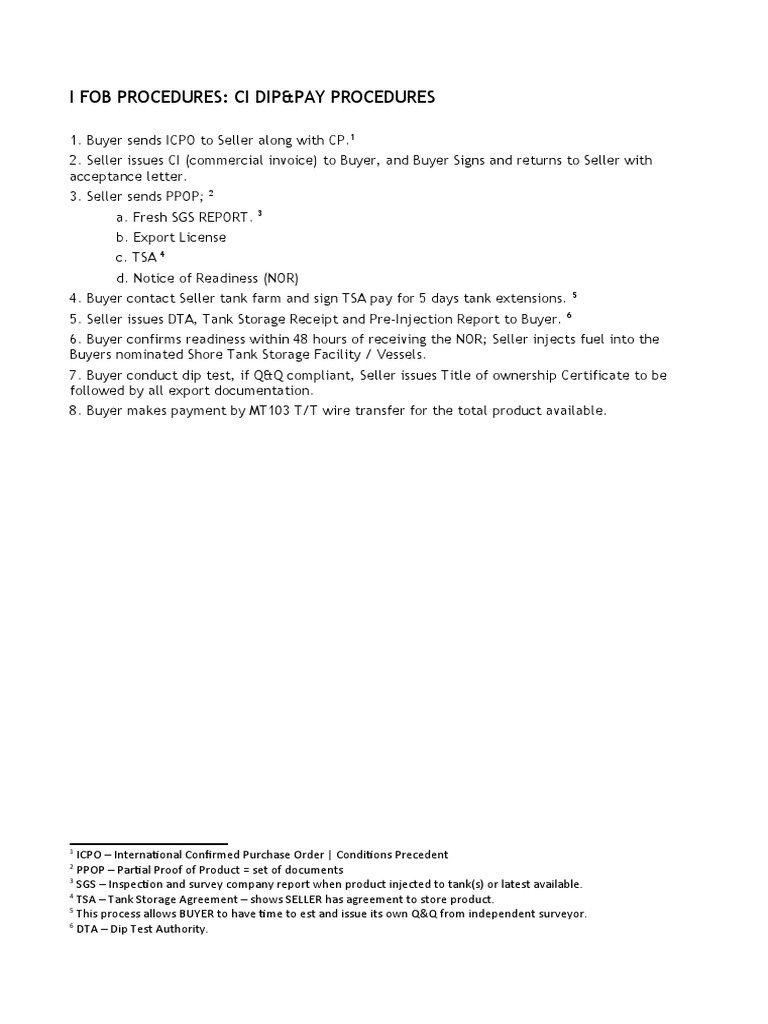 Sample Procedures For Oil or Gas Sale | PDF | Letter Of Credit ...