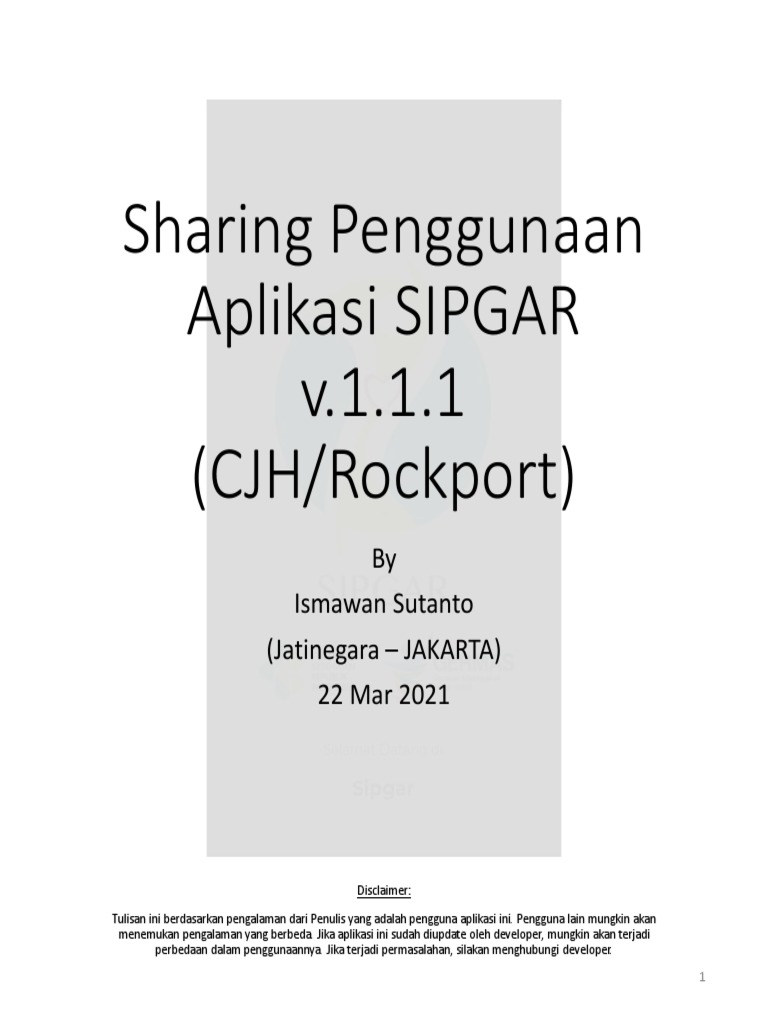 Sharing Penggunaan Aplikasi SIPGAR R1 | PDF