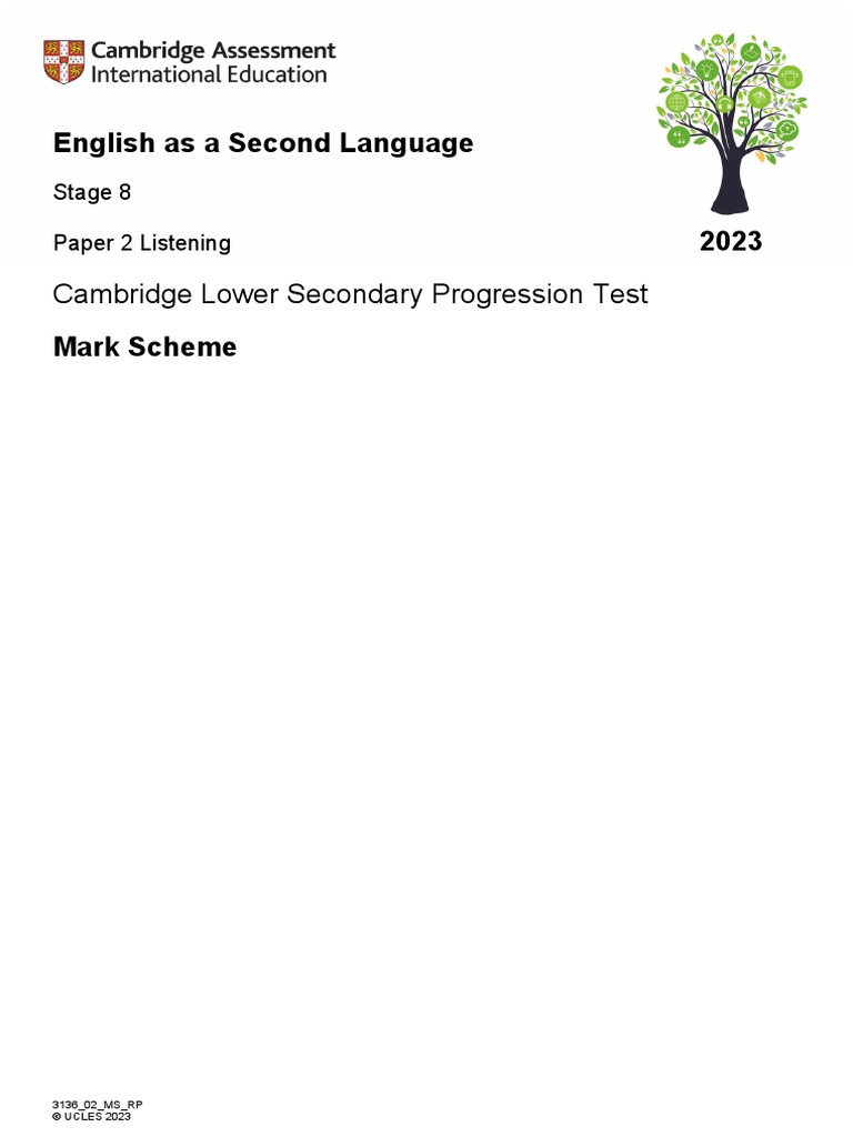 English As A Second Language: Cambridge Lower Secondary Progression ...