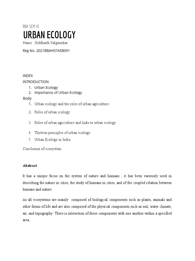 Urban Ecology Evs | PDF | Ecology | Ecosystem