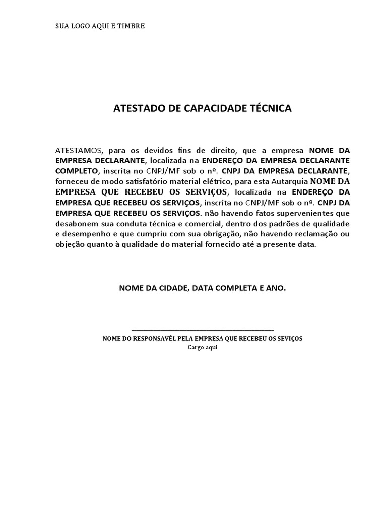 Modelo de Termo de Capacidade Técnica | PDF