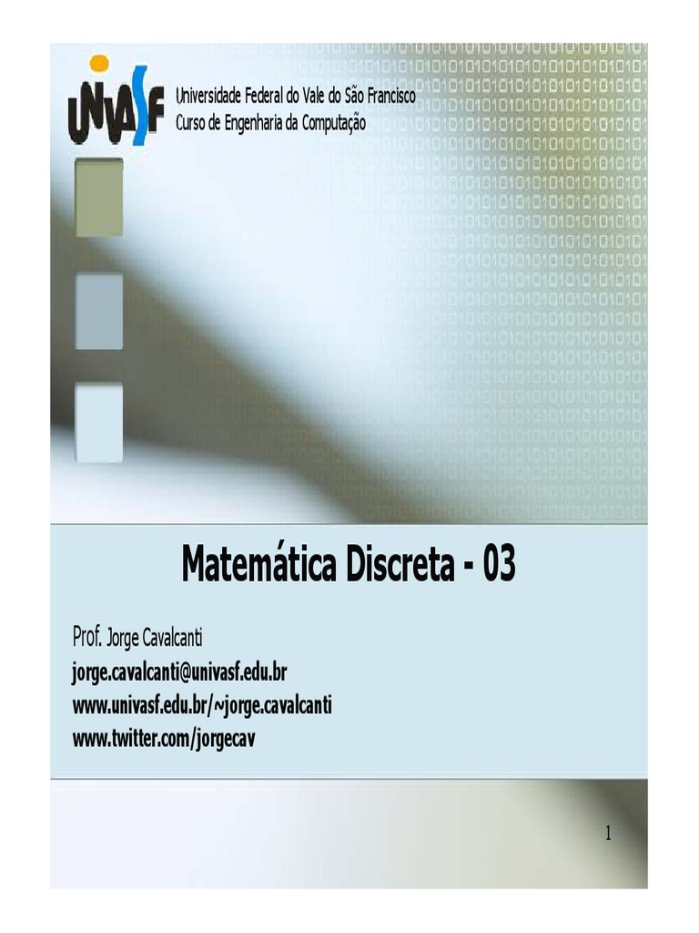 Matemática Discreta - 03: Prof | PDF | Lógica | Ciência da Computação ...