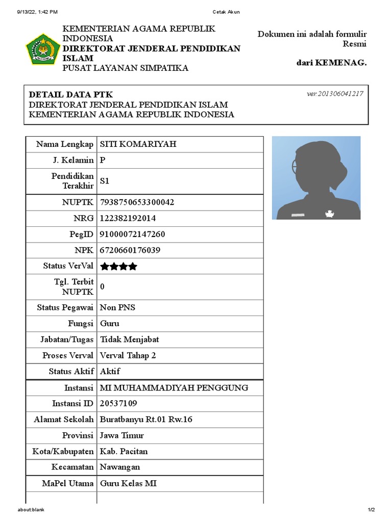 Detail Data PTK Kom | PDF