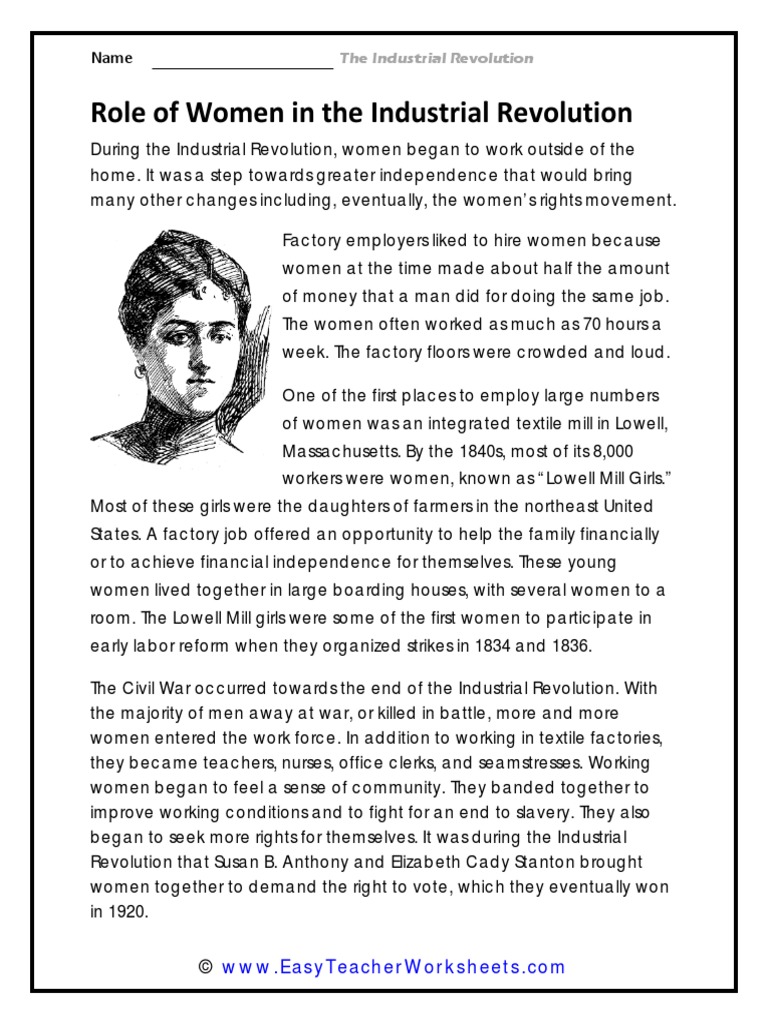 Women’s Roles in the Industrial Revolution | PDF | Social Science