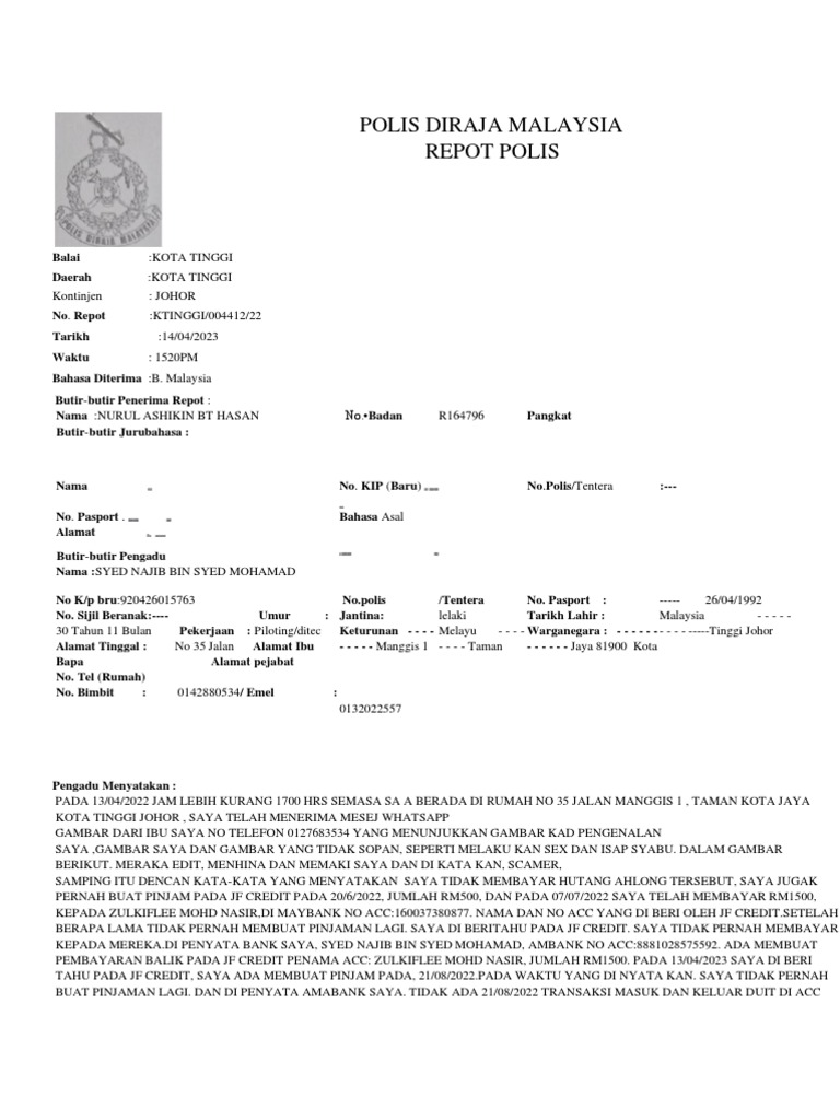 Polis Diraja Malaysia Repot Polis | PDF | Hukum