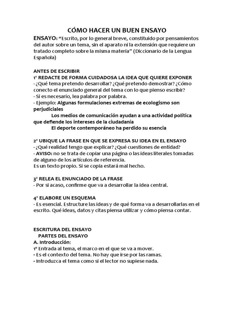 Guía para Escribir un Buen Ensayo | PDF | Ensayos | Cognición
